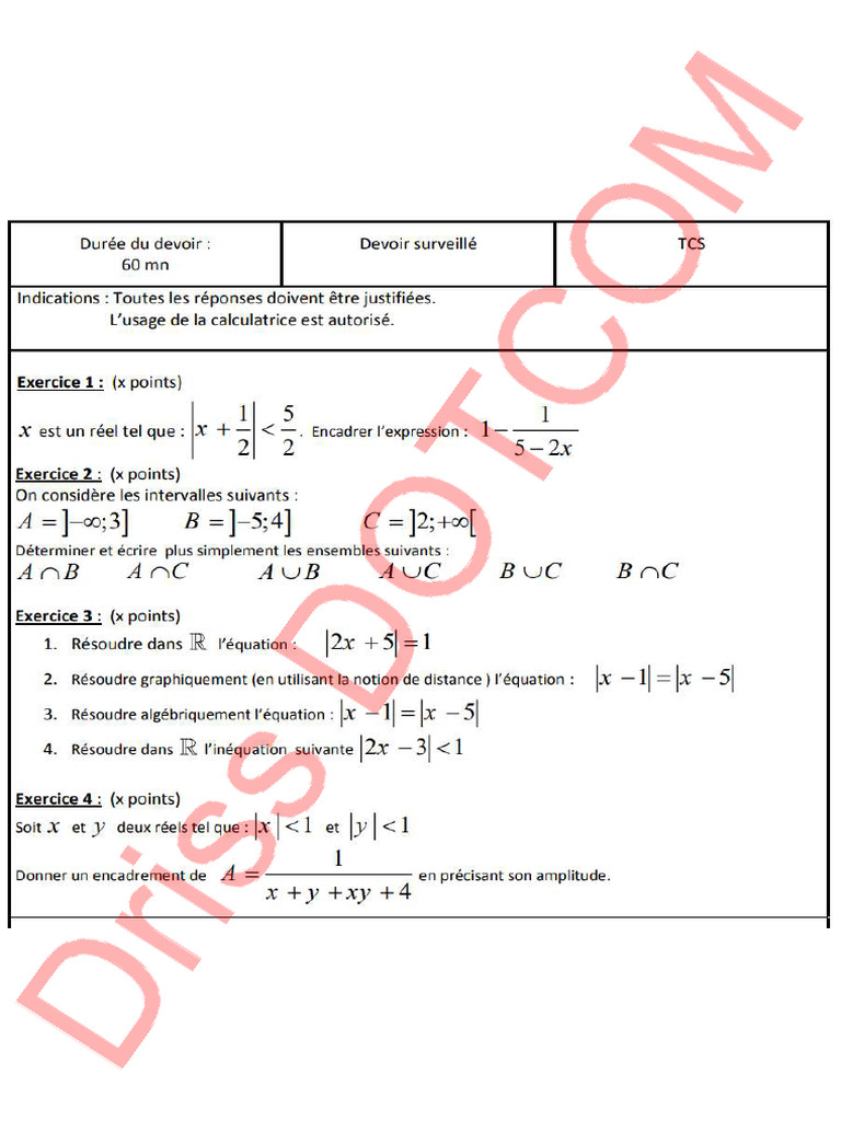 Devoir Surveillé 2 Semestre 1 '' Driss DOTCOM '' | PDF