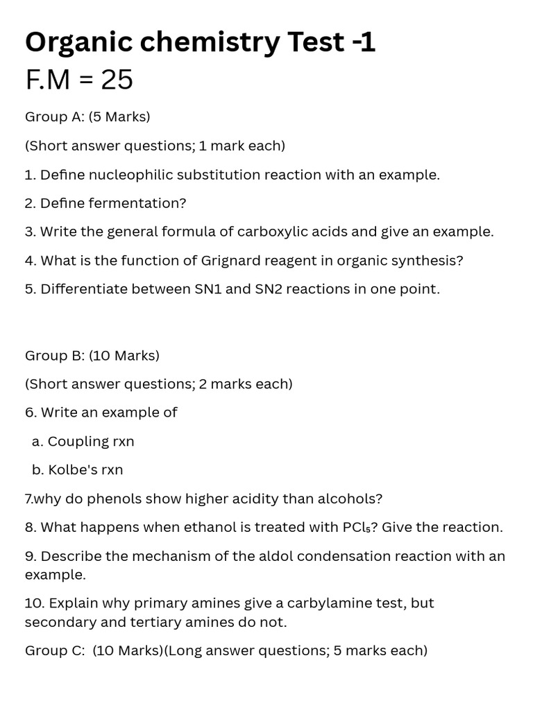Chemistry (5 Marks) | PDF