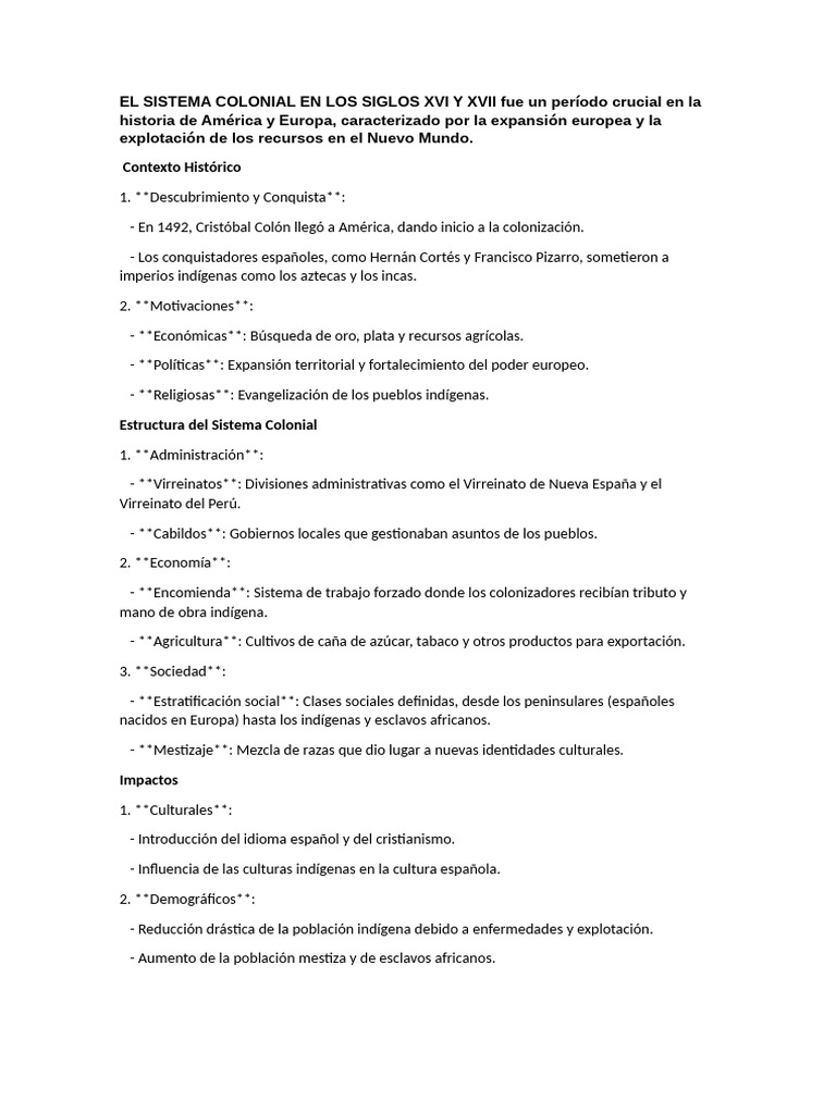 Sistema Colonial en América: Siglos XVI-XVII | PDF | Nueva españa ...