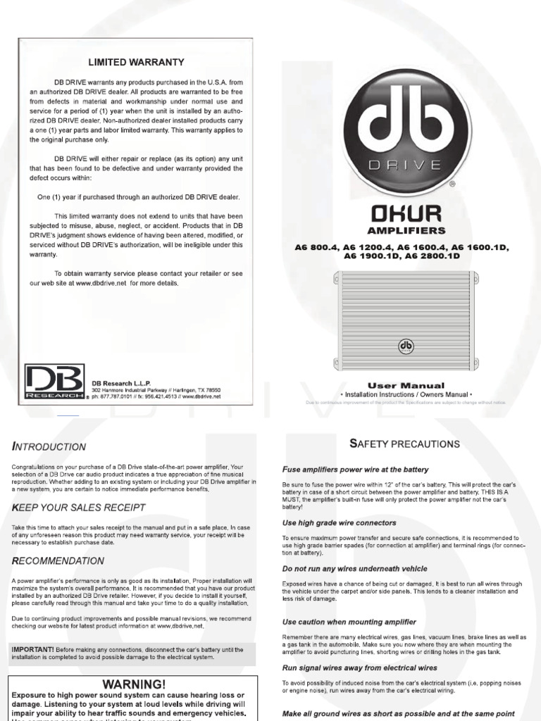 Manual DB Drive A6 1600.4 | PDF | Equalization (Audio) | Computer ...