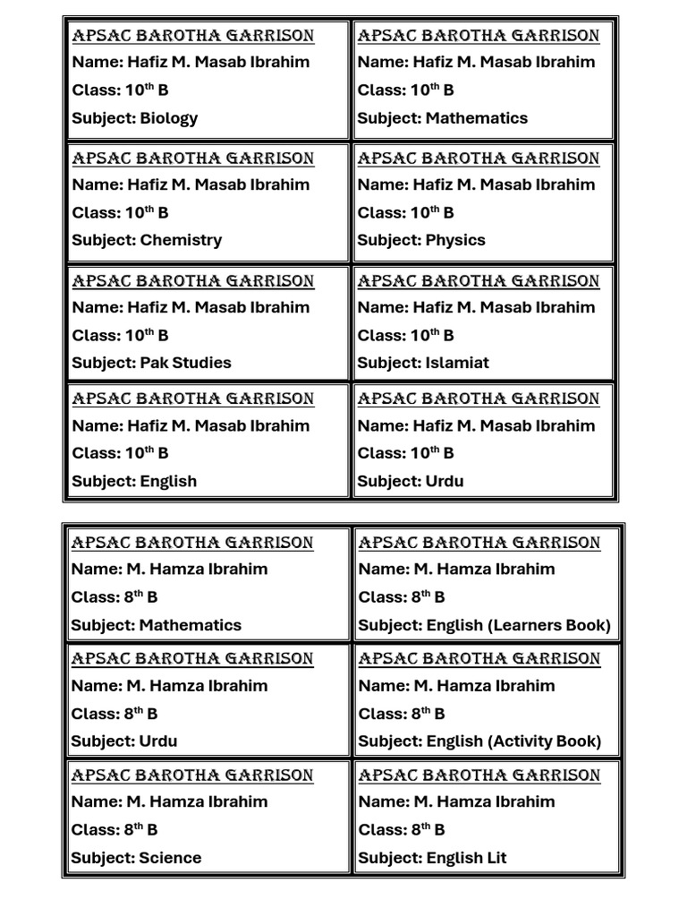 APSAC Barotha Garrison A | PDF | Science