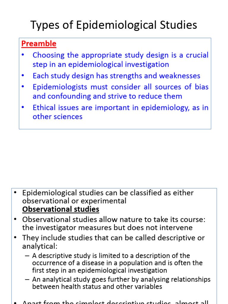 Types of Epidemiological Studies | PDF | Epidemiology | Experiment
