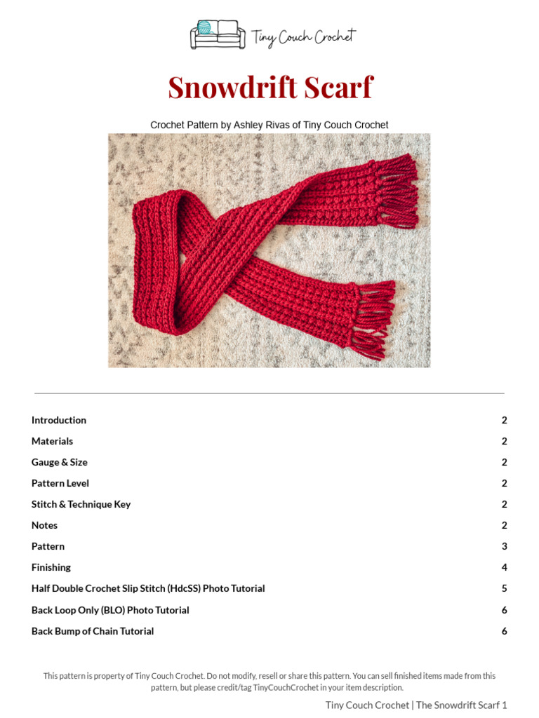 Snowdrift Scarf Crochet Pattern | PDF | Crochet | Yarn