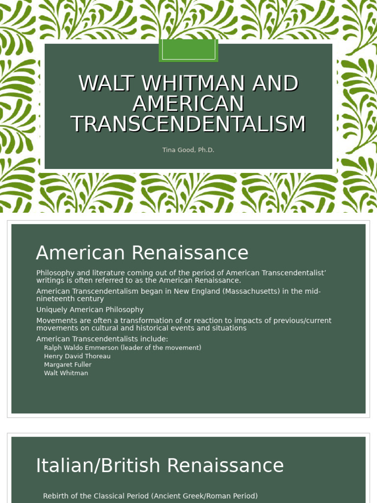 Whitman and American Transcendentalism | PDF | Transcendentalism | Reason