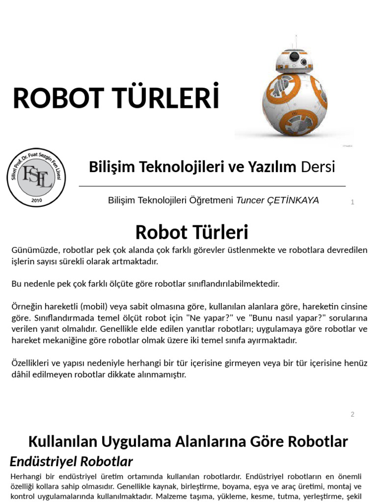 FSFL BBK2 Robot Türleri | PDF