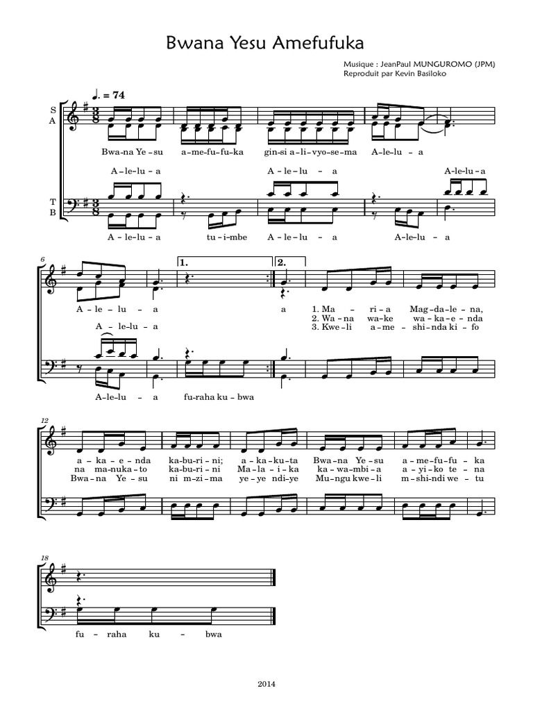 Bwana Yesu Amefufuka | PDF