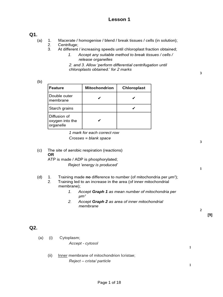 Respiration Booklet Mark Schemes | PDF | Cellular Respiration | Adenosine Triphosphate