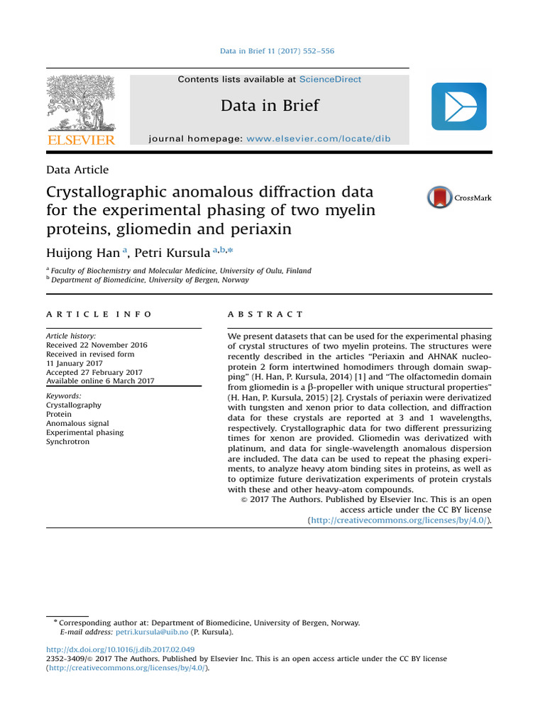 Crystallographic-anomalous-diffraction-data-for-the-experimental_2017_Data-i | PDF | X Ray ...