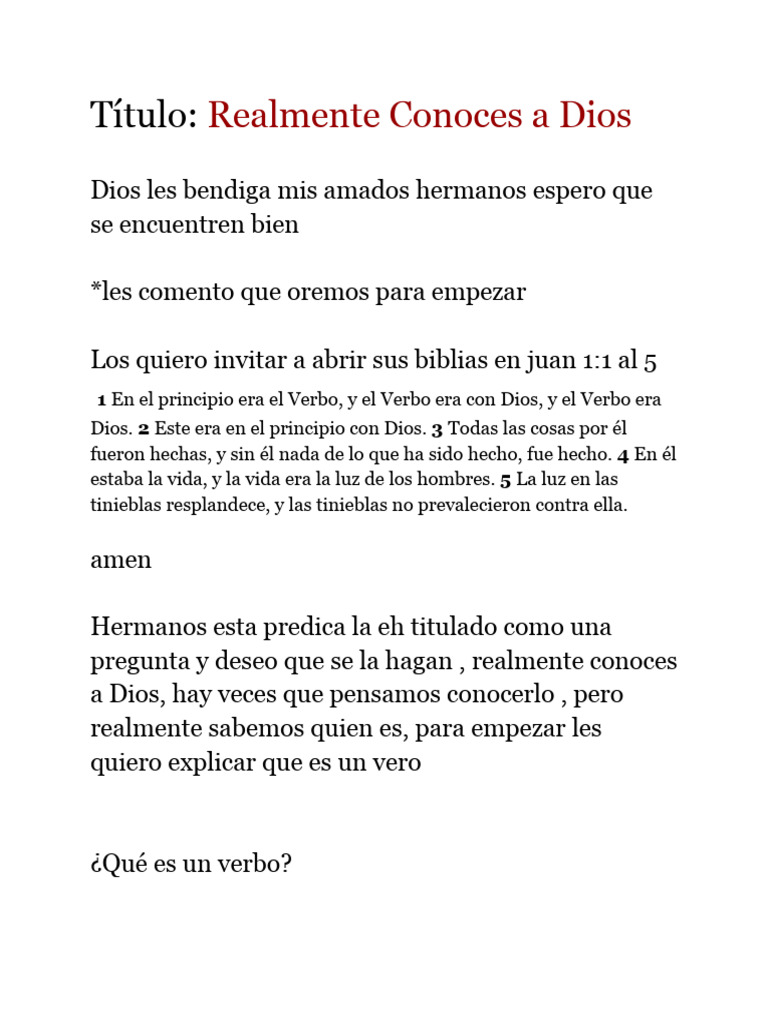 ¿Realmente Conoces a Dios? | PDF | Dios el padre | Asunto (gramática)