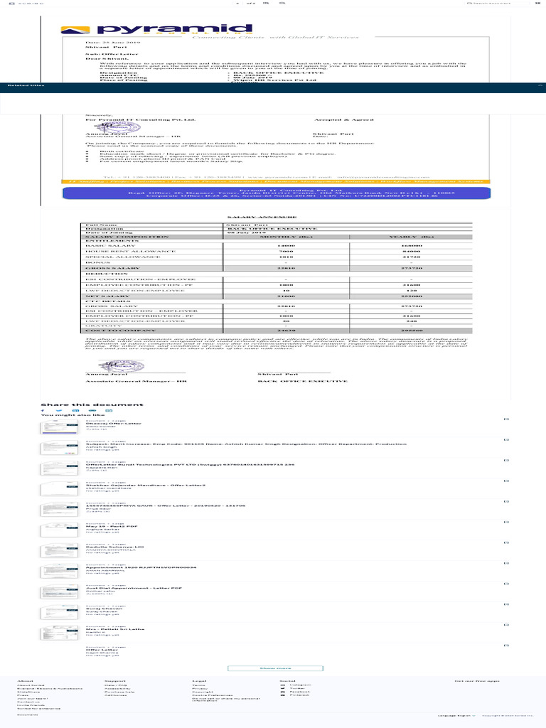 Government Offer Letter Summary | PDF | Scribd