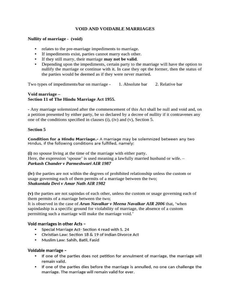 Void and Voidable s.11-12 Updated | PDF | Annulment | Private Law