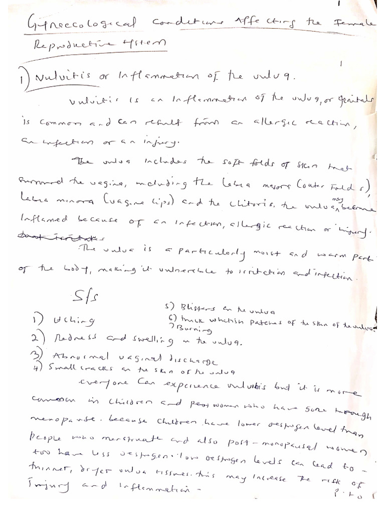 GYNECOLOGICAL CONDITIONS AFFECTING THE FEMALE REPRODUCTIVE SYSTEM | PDF