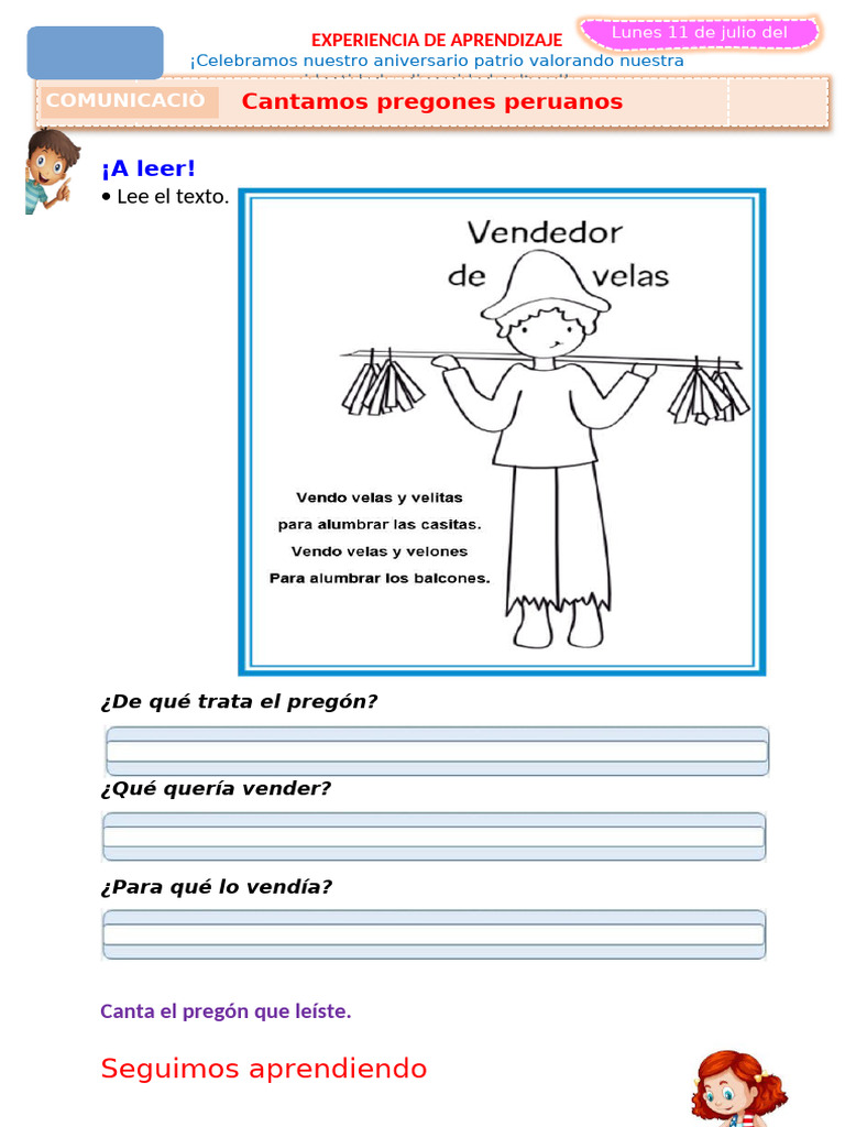 D1 A1 FICHA Cantamos Pregones Peruanos | PDF