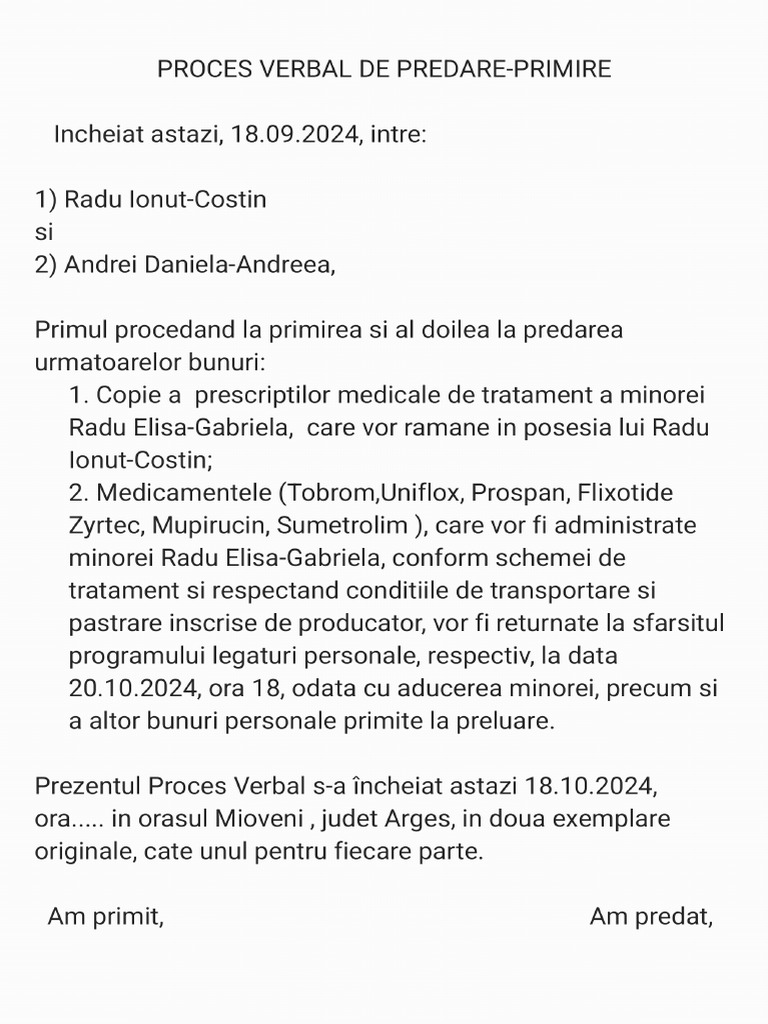 Proces Predare-Primire 18oct2024 | PDF
