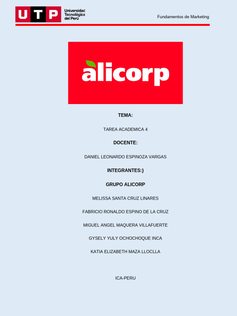 GRUPO ALICORP FUNDAMENTOS Final | PDF | Producto (Negocio) | Marketing