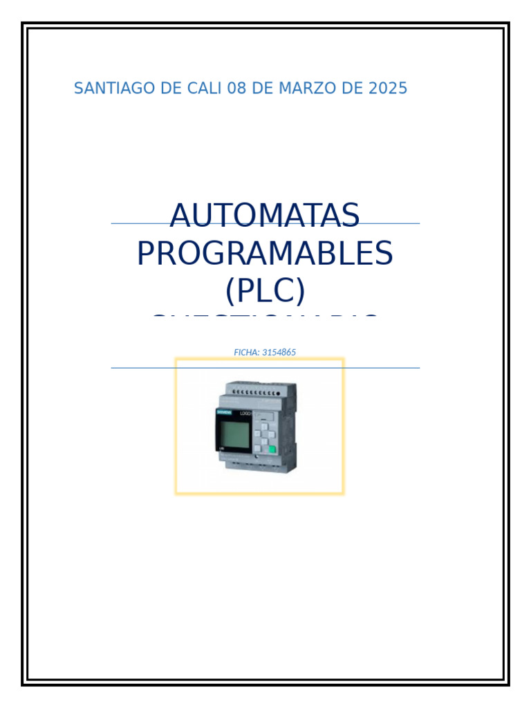 Cali 08 de Marzo de 2025 | PDF | Controlador lógico programable ...