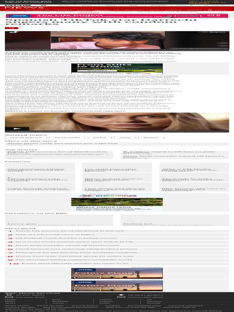 Spanish TikTok Star Darrechi Angers Many With Condom Remarks - BBC News | PDF | Rape