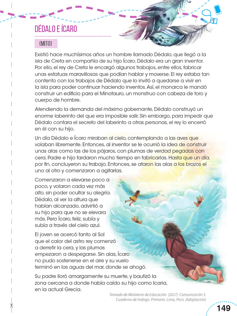 Mito de Dédalo e Ícaro: Historia trágica | PDF