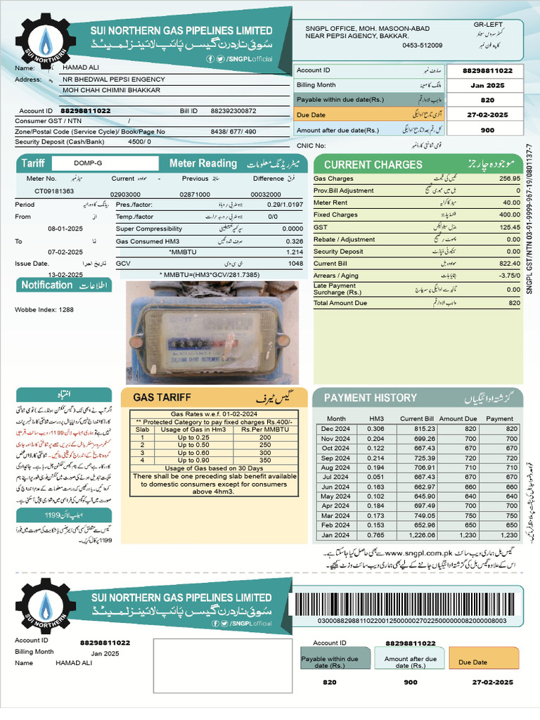 SNGPL - Web Bill | PDF