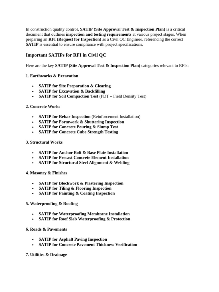 SATIP Guidelines for RFI in Construction | PDF | Concrete | Road Surface