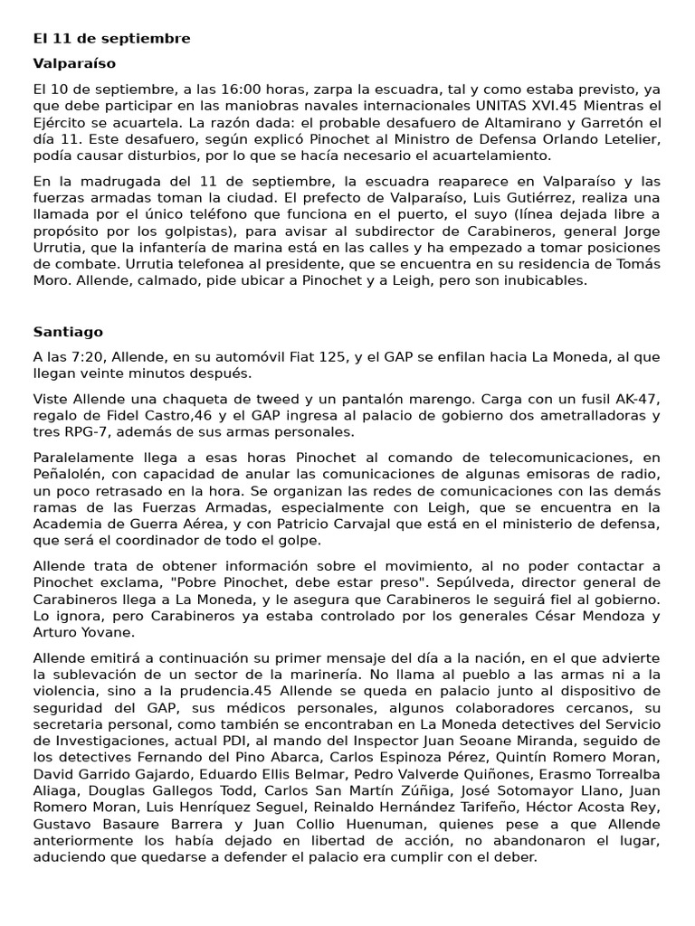 El 11 de Septiembre | PDF | Augusto Pinochet | Chile