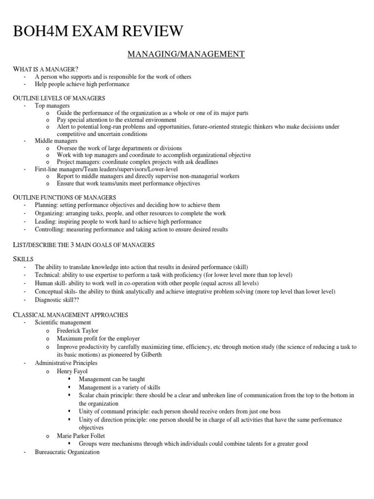 Boh4m Exam Review | Download Free PDF | Leadership | Strategic Management