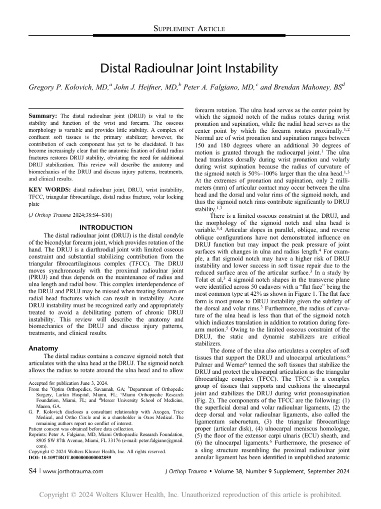 Distal Radioulnar Joint Instability (Cadangan) | PDF | Joints | Limbs (Anatomy)