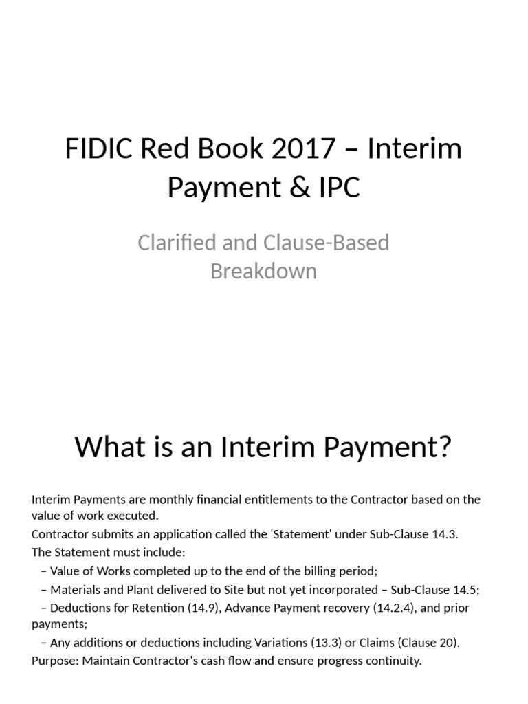 FIDIC Interim Payment Vs IPC Presentation Detailed v2 | PDF