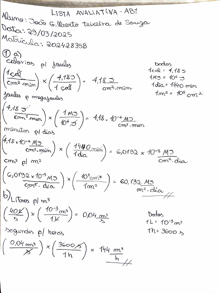 Lista Avaliativa- Ab1 | PDF