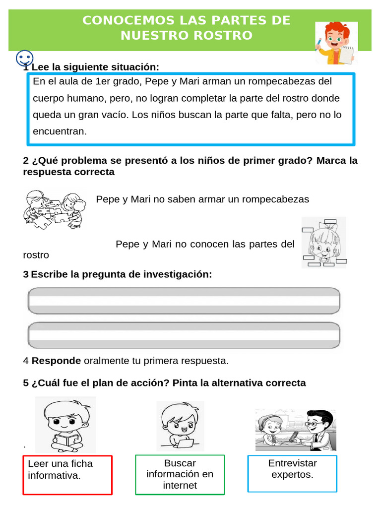 D2 A2 Ficha Ct. Conocemos Las Partes de Nuestro Rostro | PDF