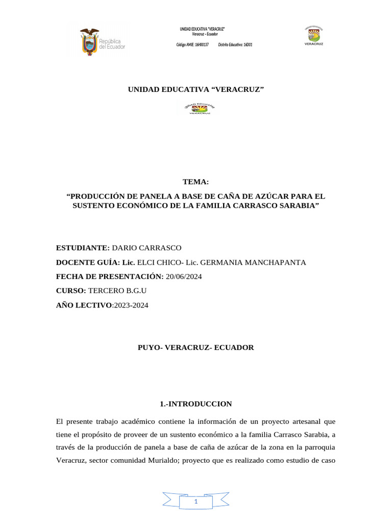 Producción de Panela para Sustento Familiar | PDF | Azúcar | Dieta y ...