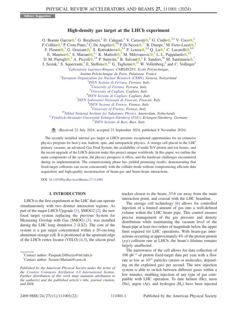 High-Density Gas Target at The LHCB Experiment | PDF | Large Hadron ...