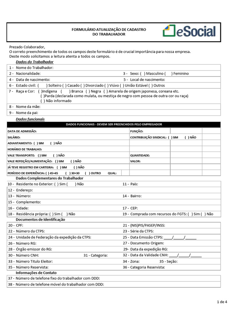 Ficha Admissão - Preenchida e Assinada | PDF