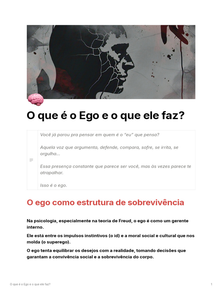 Entendendo o Ego: Funções e Impactos | PDF | Autoimagem