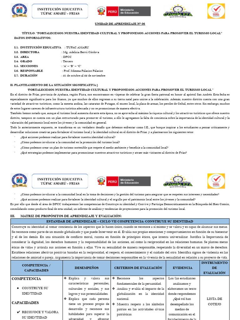 UNIDAD DE APRENDIZAJE N°6_3RO.docx | PDF | Derechos humanos | Aprendizaje