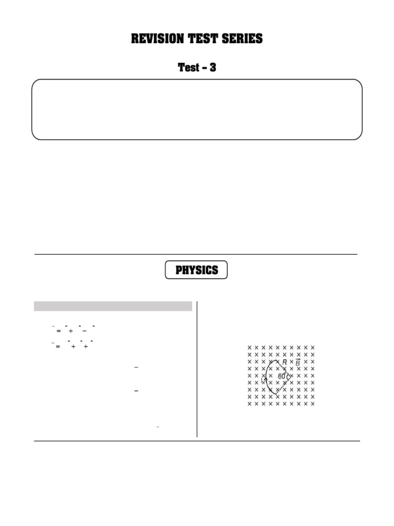 NEET-2022 Revision Test Series 3 | PDF | Magnetic Field | Magnetism