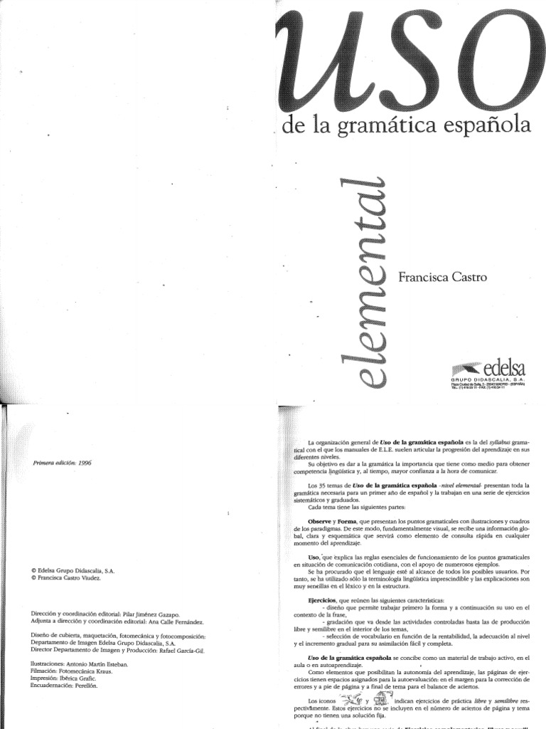 1 Francisca Castro - Uso de La Gramatica Espanola - Elemental - Edelsa (Madrid) (1996) | PDF