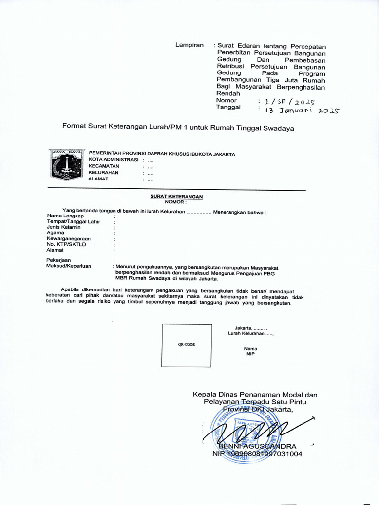 Format pm1 Rumah Tinggal Swadaya | PDF
