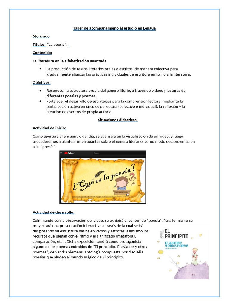 Taller de Poesía y Vocabulario 6to y 5to | PDF | Poesía