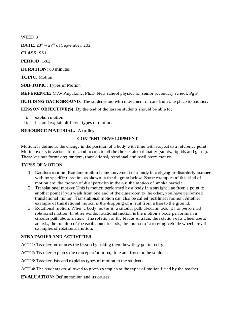 Physics Week 3 Lesson Note | PDF | Electronvolt | Electric Field