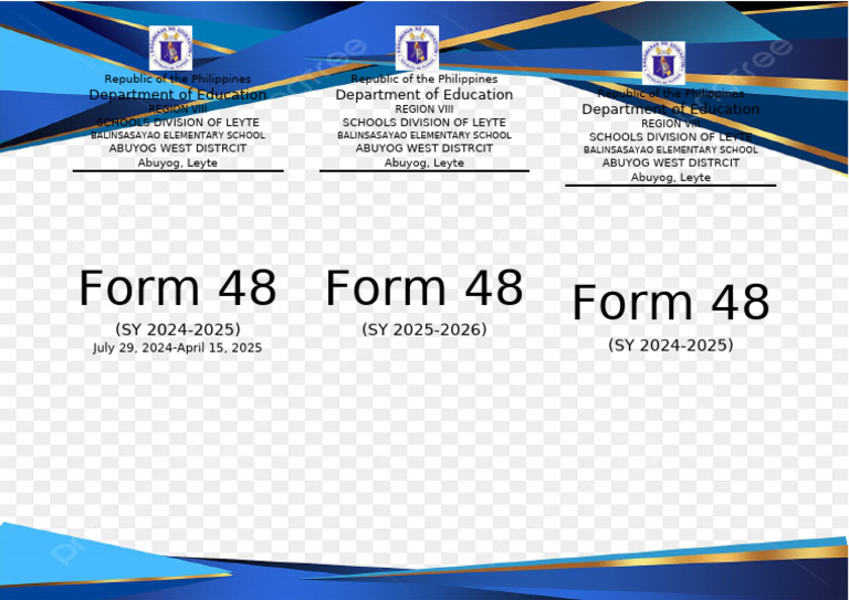Form 48 for Balinsasayao Elementary | PDF