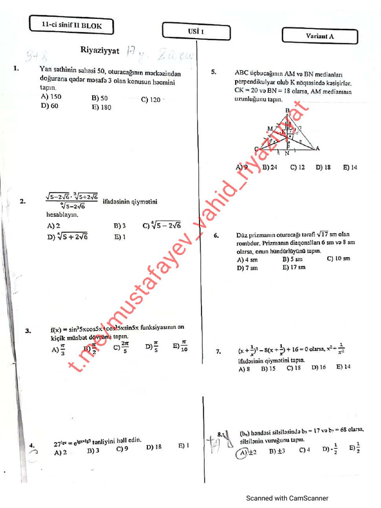 XI Sinif I qrup USİ -1 | PDF