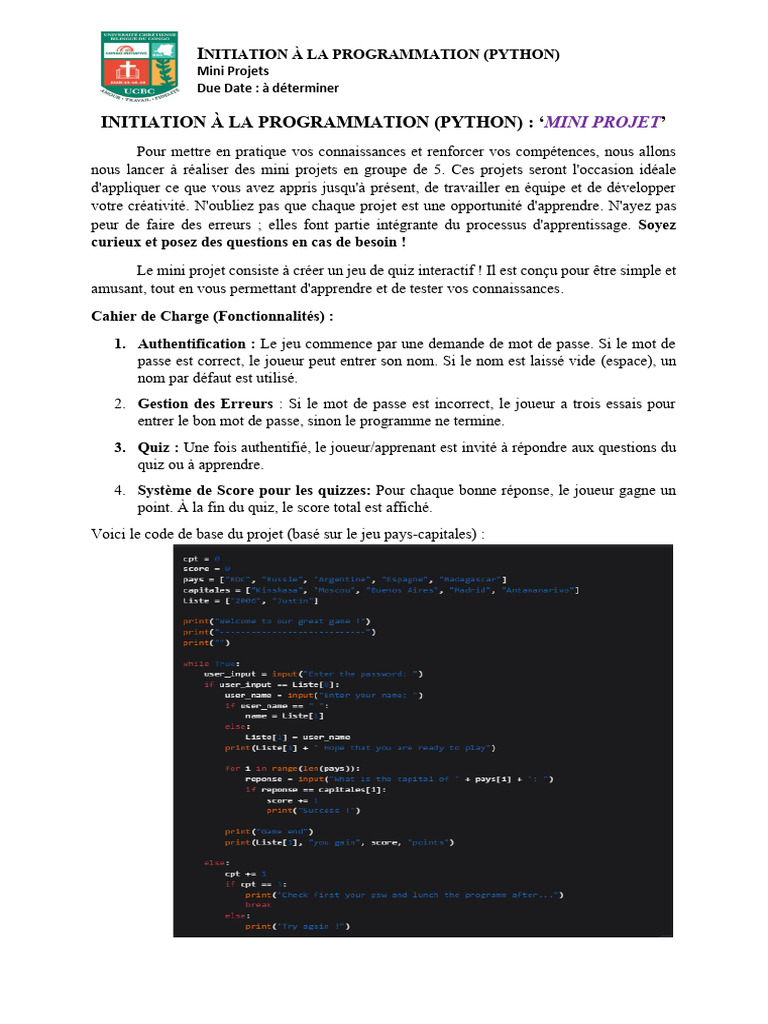 INITIATION À LA PROGRAMMATION | PDF | Mot de passe | Programmation ...