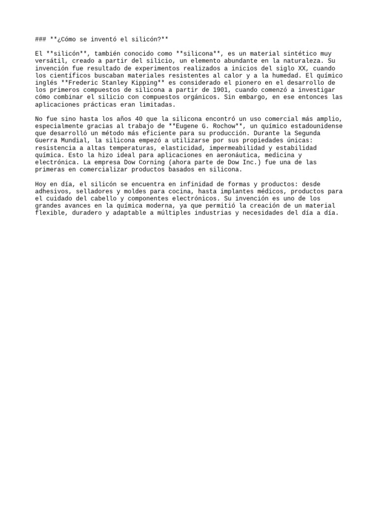 Inventor del silicón: Kipping y Rochow | PDF