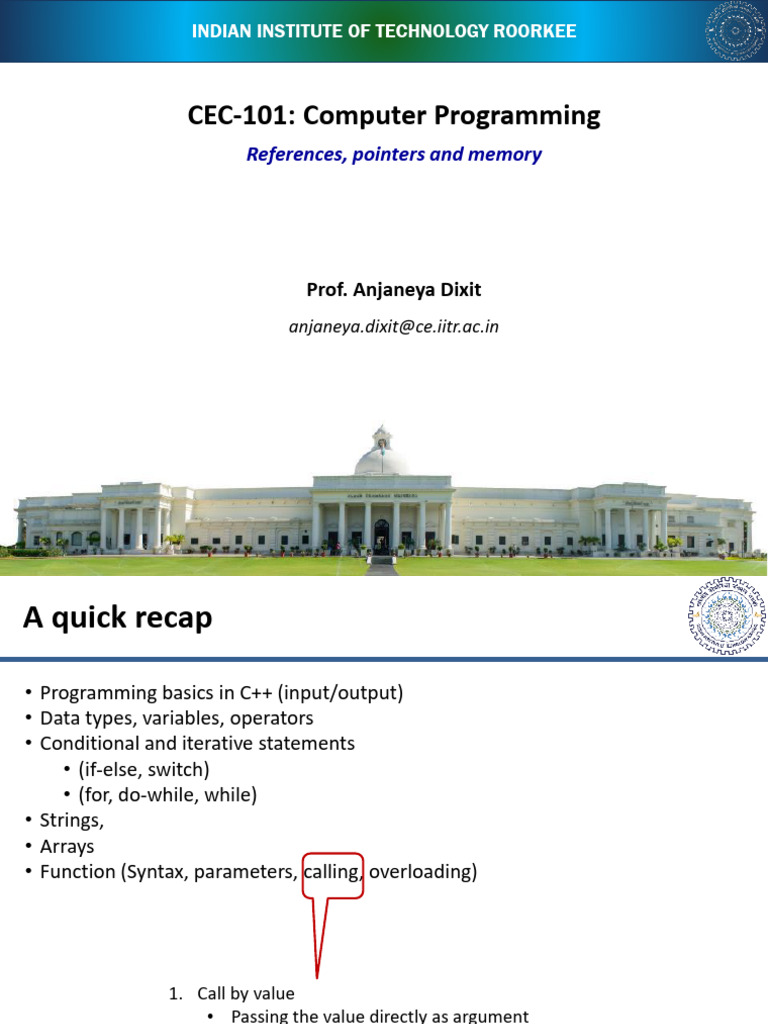References And Pointers Pdf Pointer Computer Programming Parameter Computer Programming