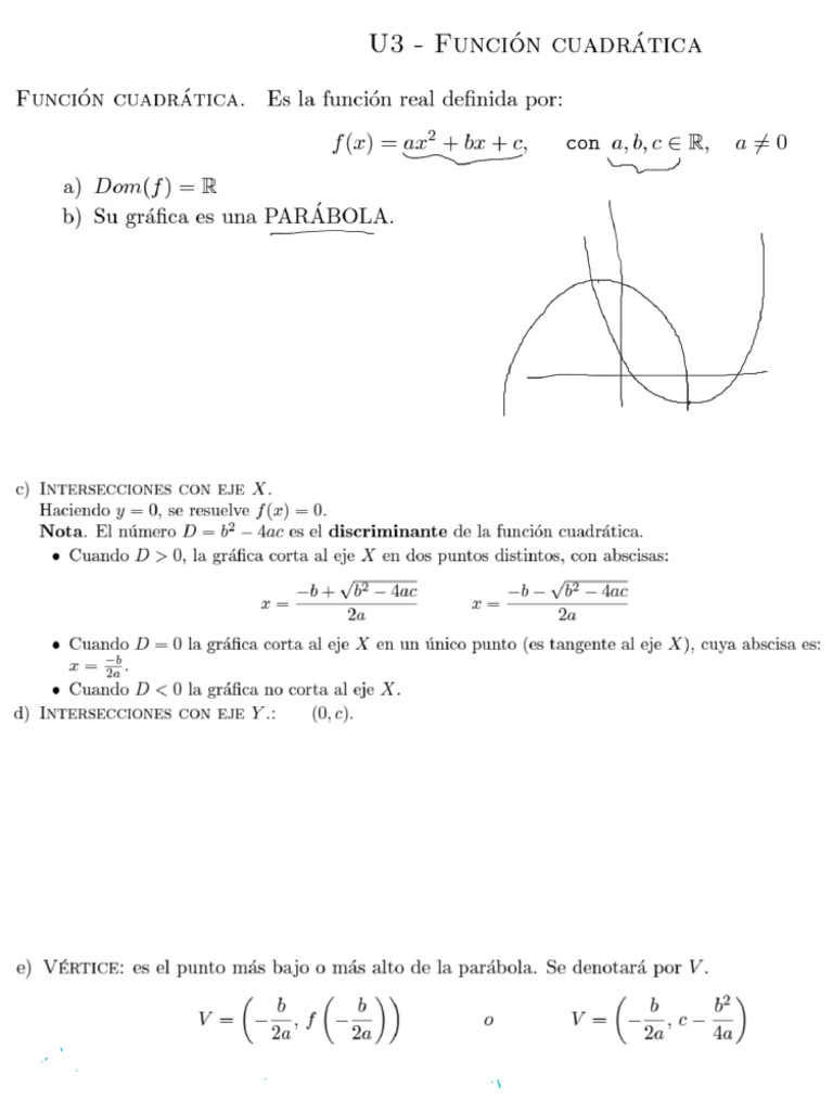 Clase FUNCION CUADRATICA, y Ejercicios | PDF