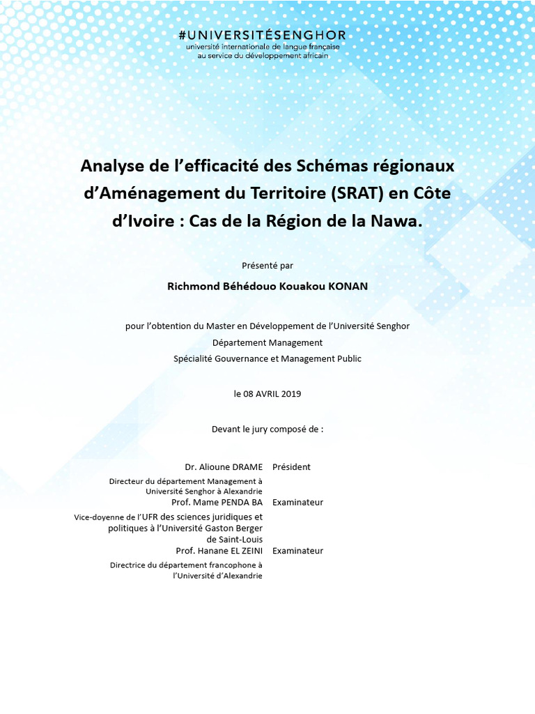 Efficacité des SRAT en Côte d'Ivoire | PDF | Côte d'Ivoire | Planification