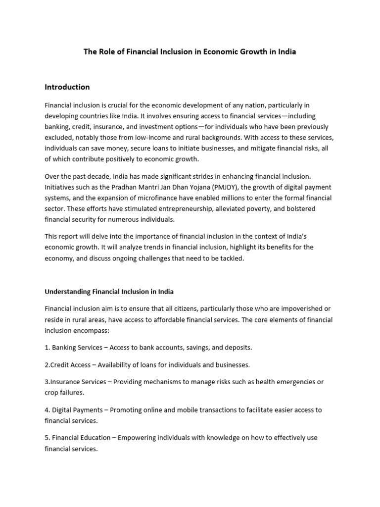 Financial Inclusion's Impact on India's Growth | PDF | Financial ...
