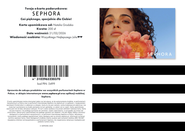 E-Karta Podarunkowa Sephora | PDF