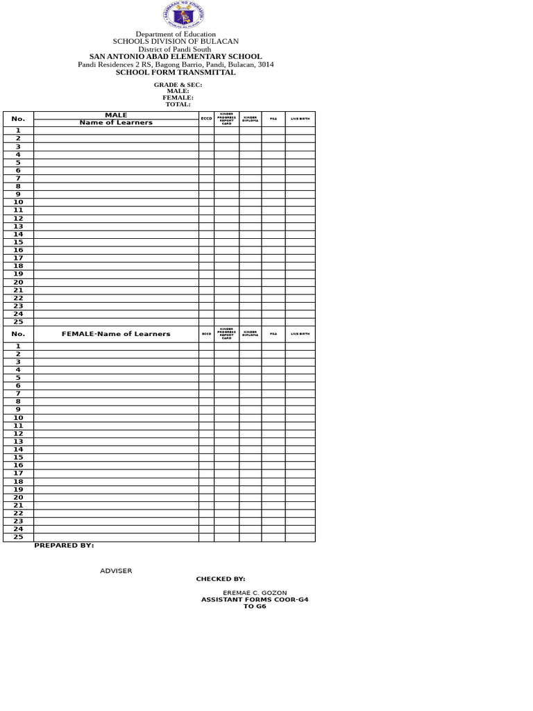 SF 10 Transmittal Form 1 1 | PDF